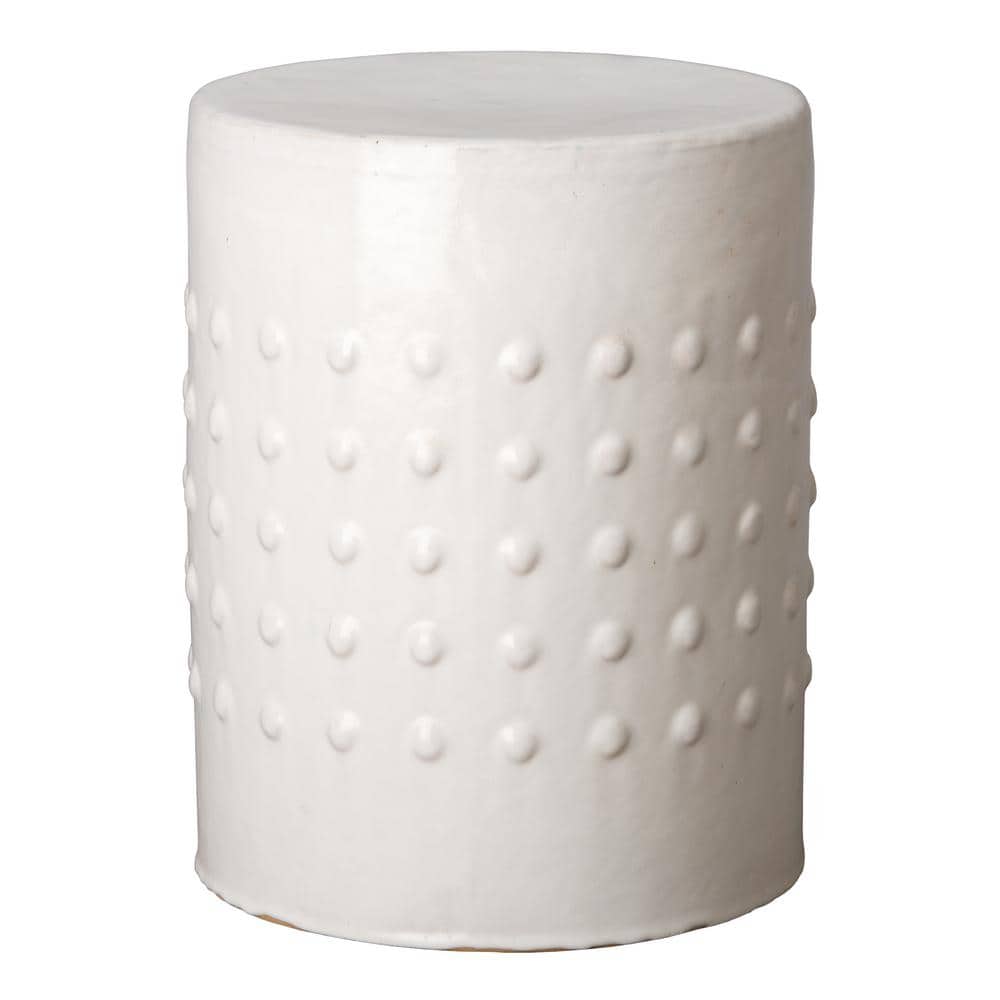 Emissary Stud Distressed White Ceramic Garden Stool CC0780WT - The Home ...
