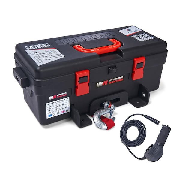 WARRIOR WINCHES Trojan 4,000 lb. 12-Volt Electric Portable Utility ...