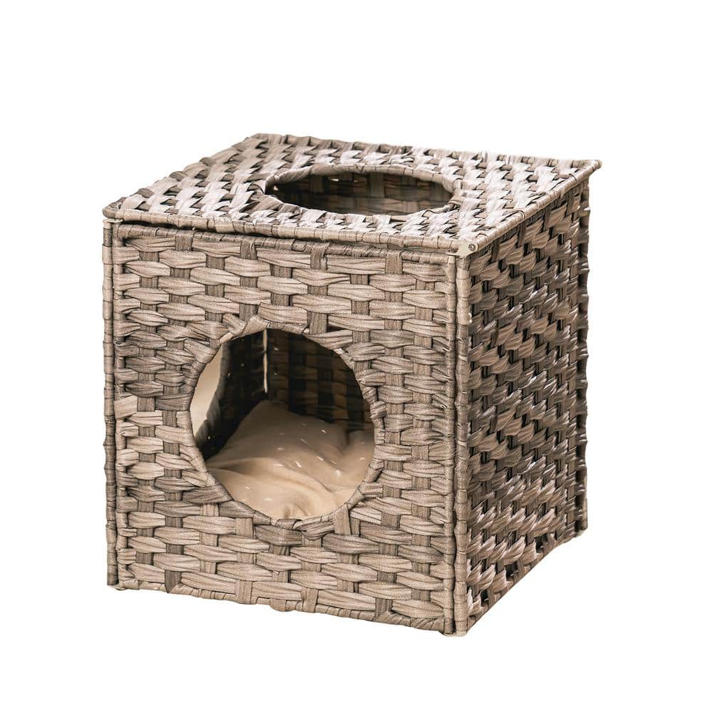 maocao hoom Rattan Cat Litter, Cat Bed with Rattan Ball and Cushion in ...
