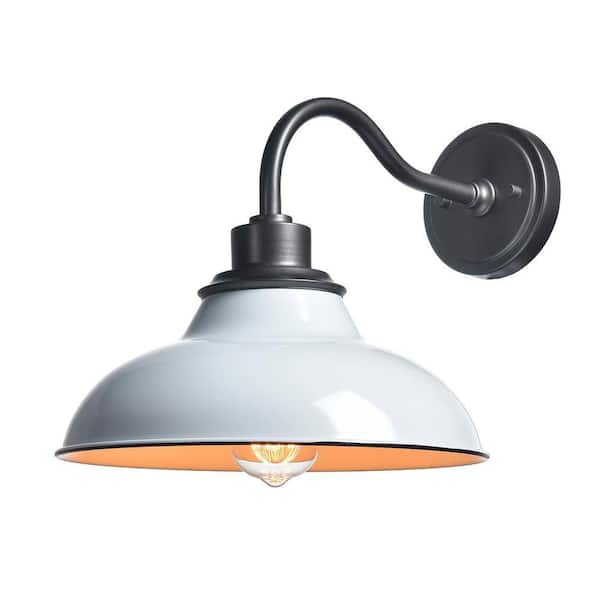 CLAXY 12.6 in. 1 light White Modern Wall Sconce with Metal Shade HY ...