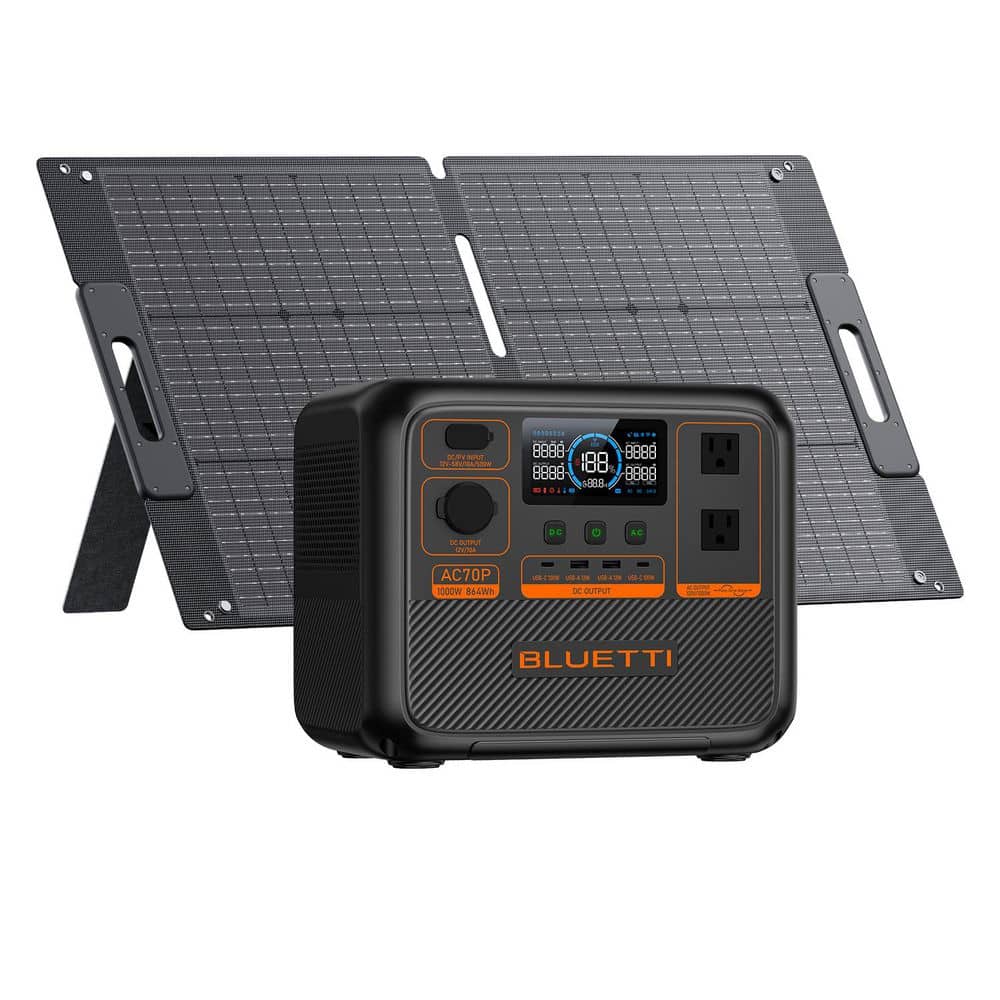BLUETTI 1000W Continuous/2000W Peak Output Power Station AC70P LiFePO4 ...