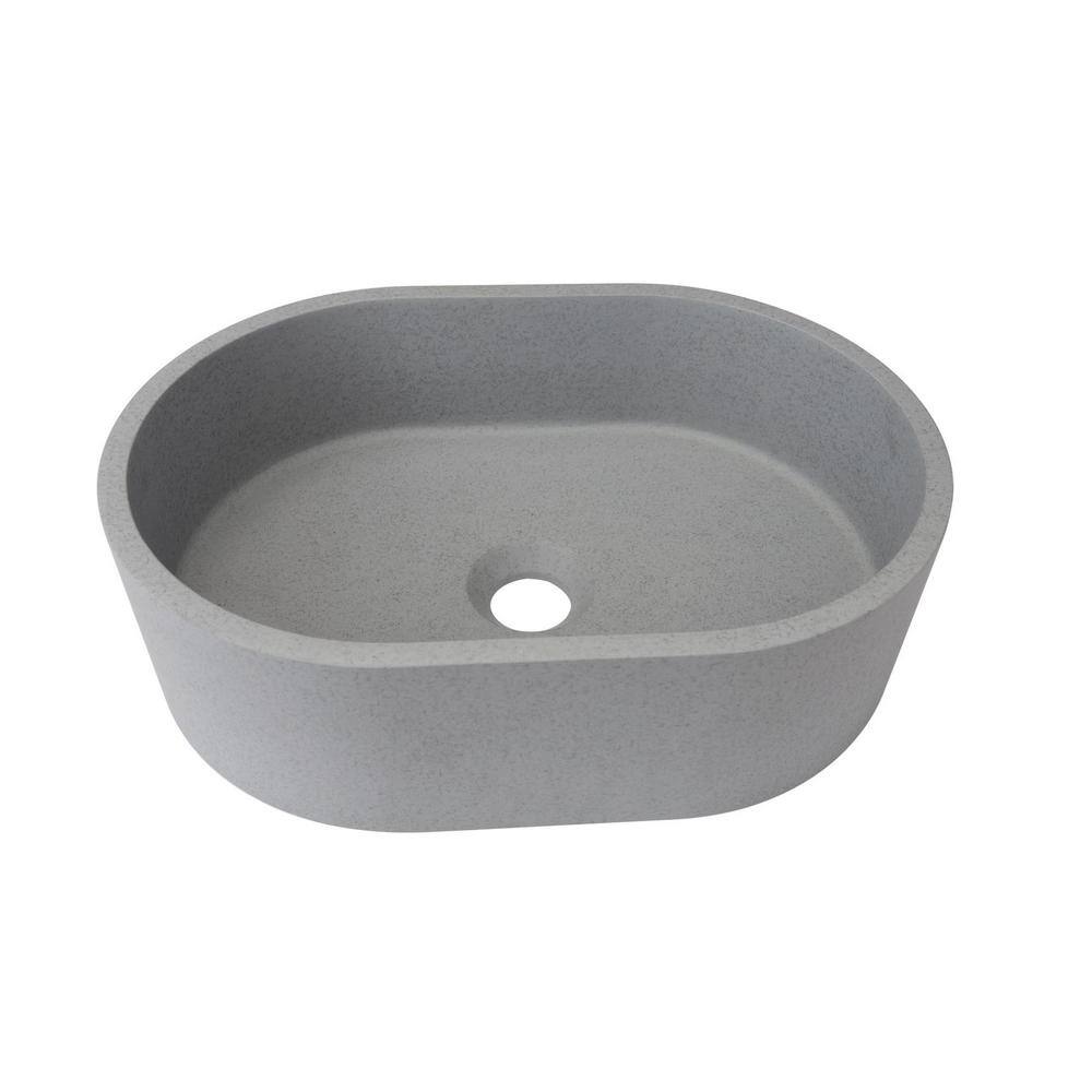 Gothic Gray Concreto Stone 15 in. L x 15 in. W x 5 in. H Double Oval ...