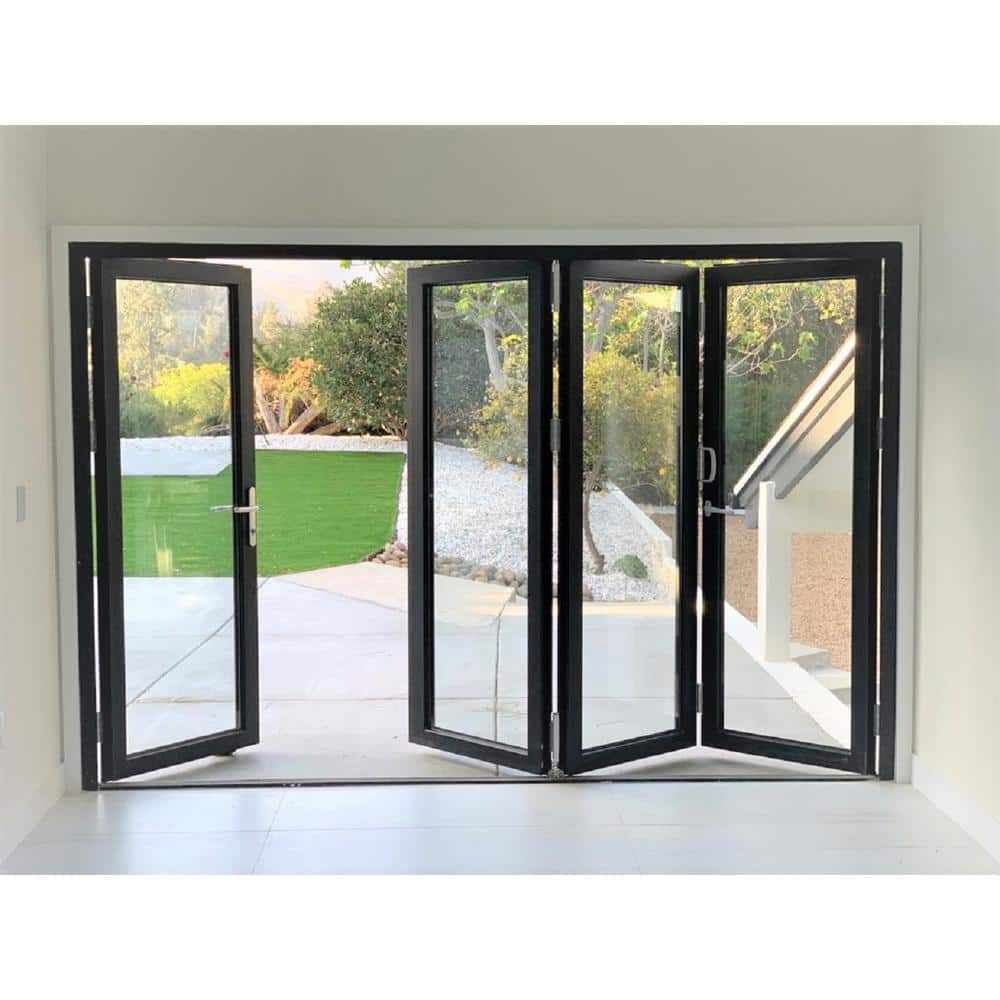 TEZA DOORS 120 in. x 80 in. White Aluminum 1-Left 3-Right/Outswing ...