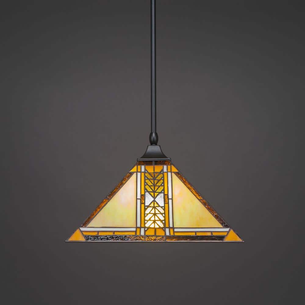 Sparta 100-Watt 1-Light Matte Black Bowl Mini Pendant Light with Glass ...