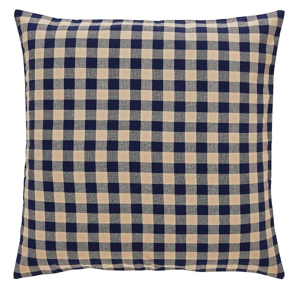VHC BRANDS My Country Navy Tan Checkered Cotton Blend Euro Sham 84521 ...