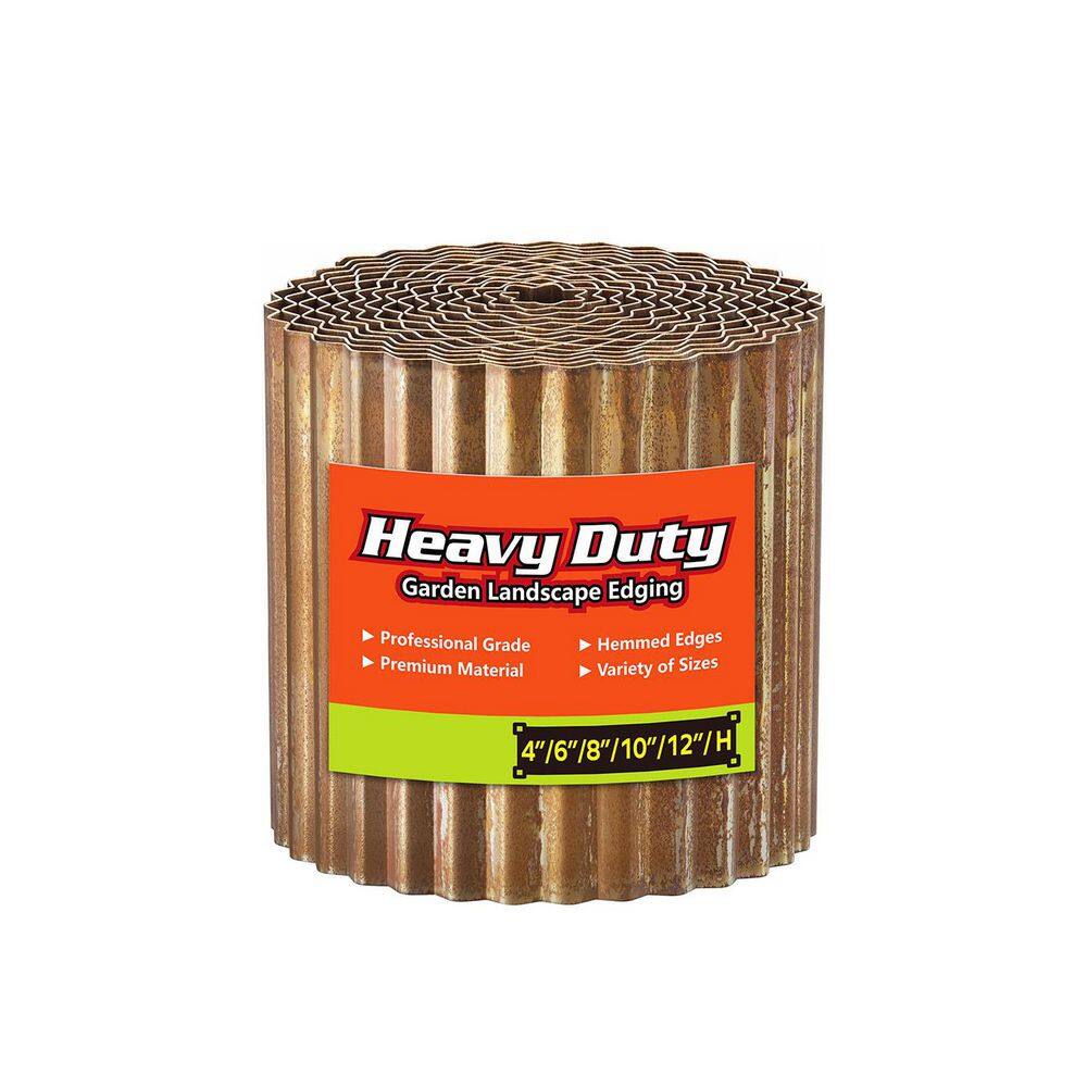 Justincity Corrugated Rubber Garden Edging 40 ft. x 6 in. H Real Rusted ...