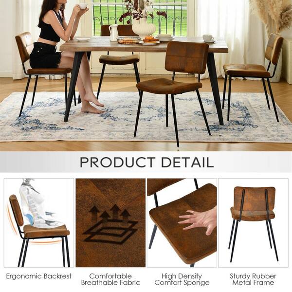 Homy Casa POMONA Upholstered Vintage Camel Faux Suede Dining Chairs ...