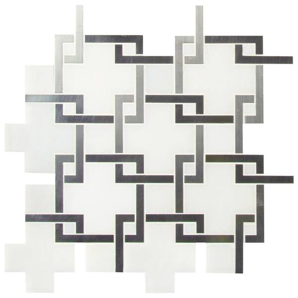 MSI Azula Floret 12 in. x 12 in. x 10 mm Polished Marble Mosaic Tile ...