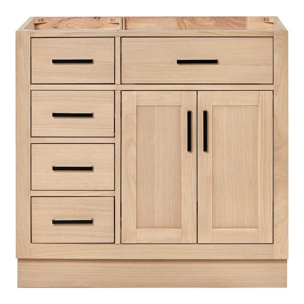ARIEL Hepburn 36 in. Freestanding Right Offset Bathroom Vanity Cabinet ...