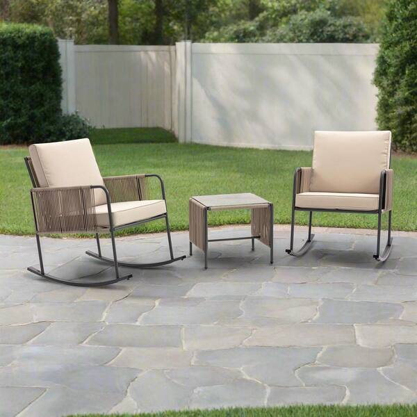 Teamson Home 3-Piece Outdoor Rocking Chair Conversation Set with ...