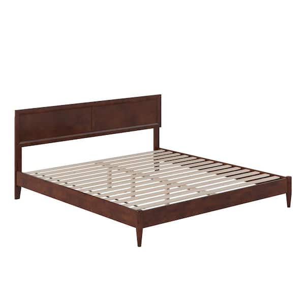 AFI Sophia Walnut Brown Solid Wood Frame King Low Profile Platform Bed ...