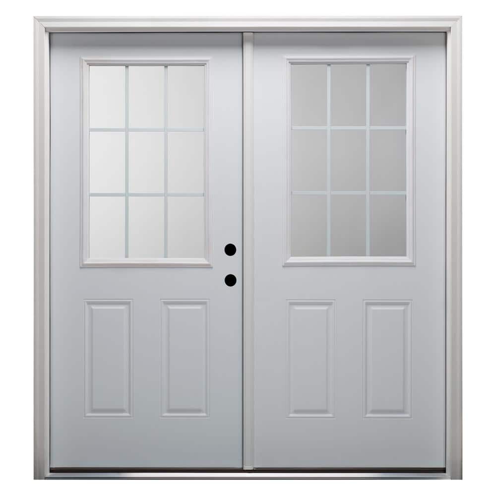 MMI DOOR 64 in. x 80 in. White Internal Grilles Left-Hand Inswing 1/2 ...