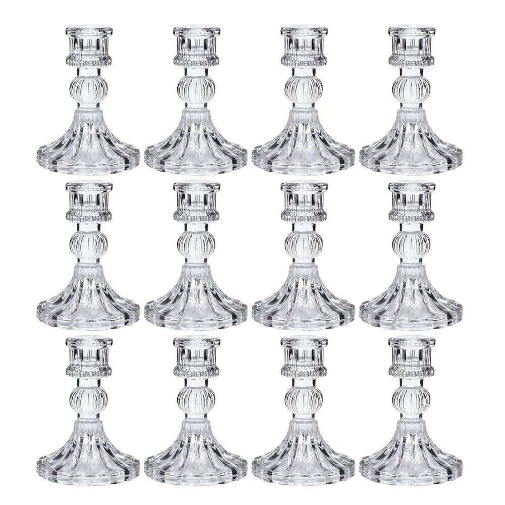 Clear Glass Taper Candle Holder 12-Pack Z09BFJQ812 - The Home Depot