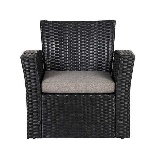 Westin Furniture 4 Piece Conversation Outdoor Patio Sofa Set with Cushions Black Gray