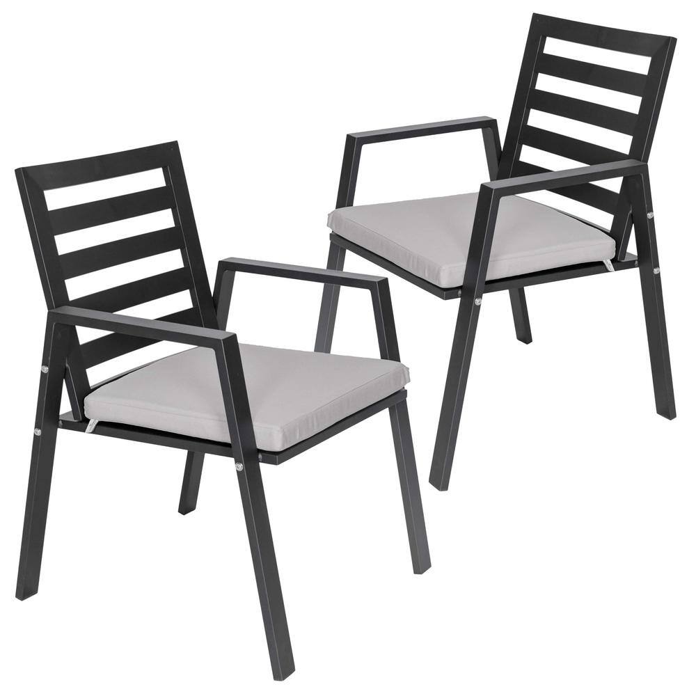 Leisuremod Chelsea Modern Outdoor Dining Chair in Black Metal Frame ...