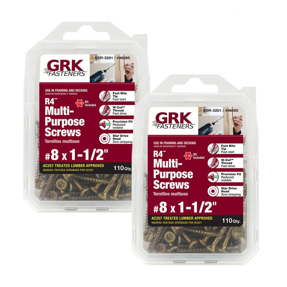 GRK Fasteners # 8 x 1-1/2 in. Star Drive Bugle Head R4 Multi-Purpose ...