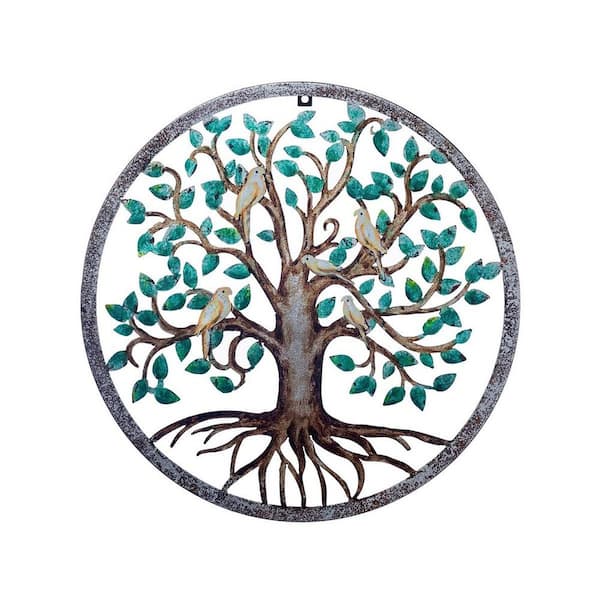 18 in x 18 in Black Metal Tree of Life with Wall Architectural Decor ...