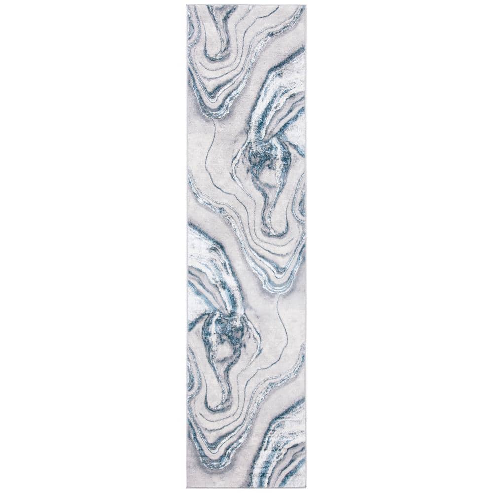 SAFAVIEH Orchard Gray/Blue 2 ft. x 17 ft. Abstract Runner Rug ORC637F ...