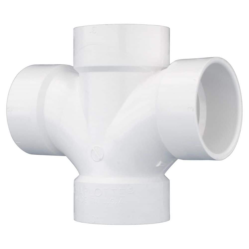 Charlotte Pipe 1-1/2 in. DWV PVC Double Sanitary Tee Fitting ...