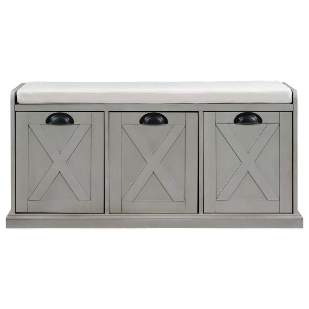 Z-joyee 20 in. H x 43 in. W x 15 in. D Gray Wash Rustic Storage Gray ...