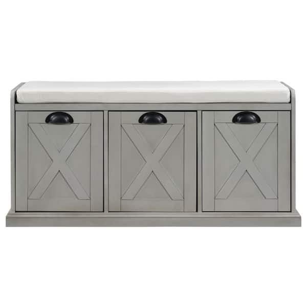 Z-joyee 20 in. H x 43 in. W x 15 in. D Gray Wash Rustic Storage Gray ...