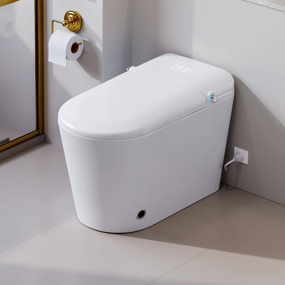 Eridanus 1-Piece Elongated Bidet Toilet 1.28 GPF in White with Bidet ...