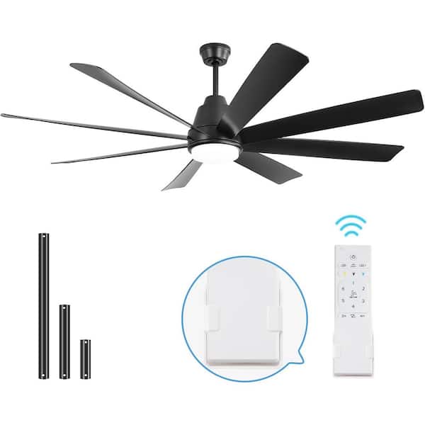 CACI Mall 72 in. Integrated LED Indoor/Outdoor Black Ceiling Fan with ...
