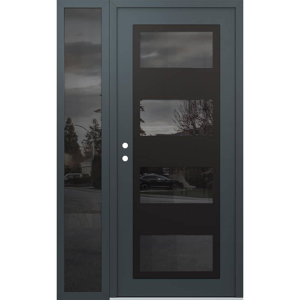 Tessari Doors C2 52 in. x 80 in. Black P Right-Hand/Inswing Mirrored ...