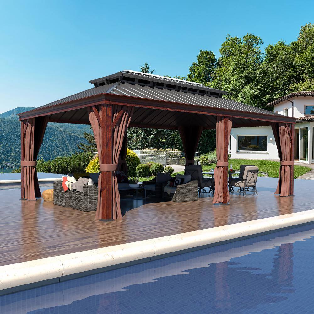 Reviews for VEIKOUS 12 ft. x 20 ft. Wood Grain Aluminum Gazebo ...