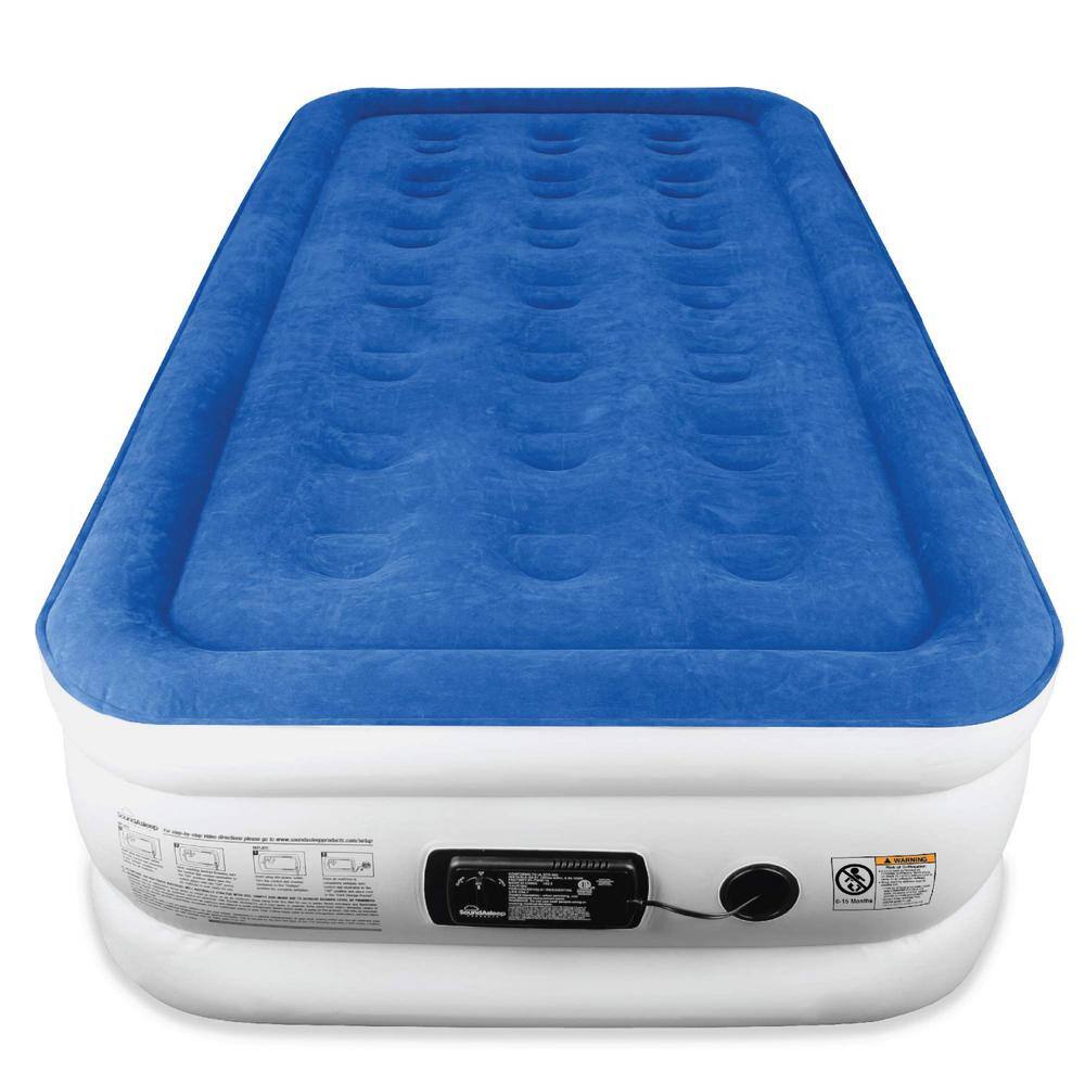 Angel Sar 19 in. Blue Luxury Twin Air Mattress with ComfortCoil ...