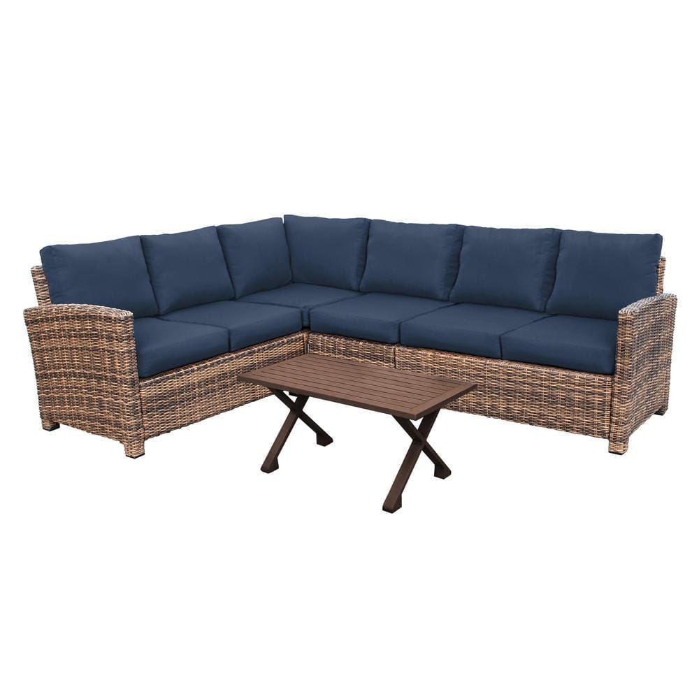 Leisure Made Dalton 5-Piece Wicker Outdoor Sectional with Sunbrella ...