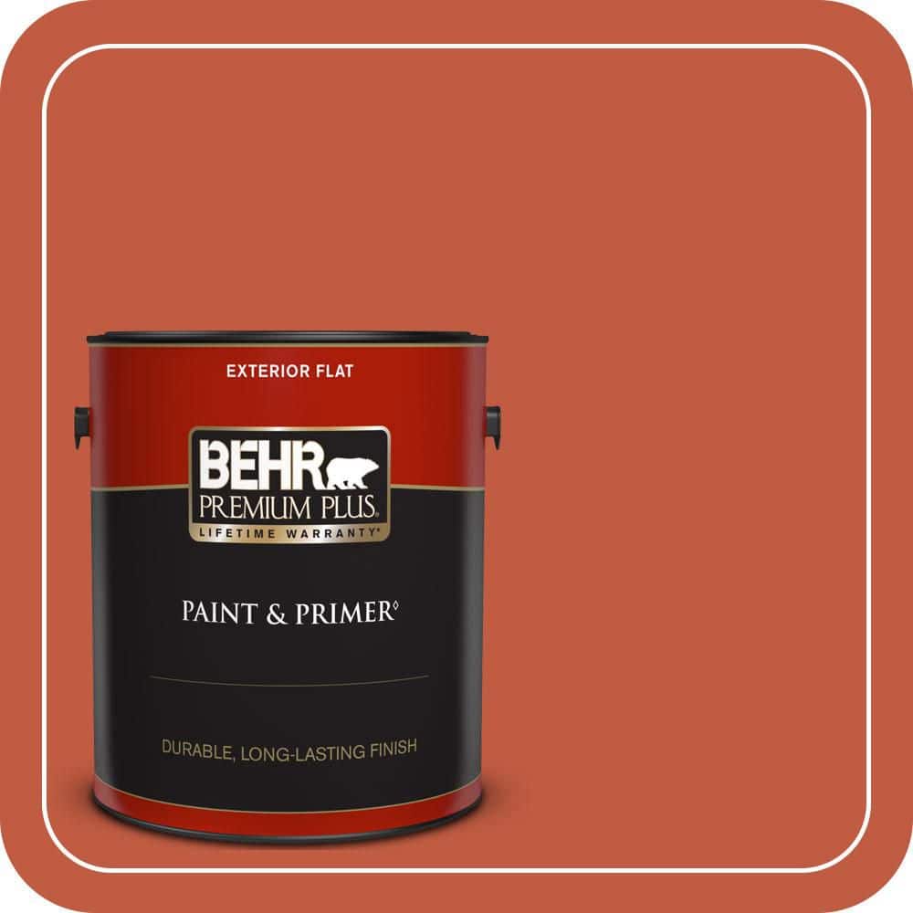 BEHR PREMIUM PLUS 1 gal. #M180-7 Deep Fire Flat Exterior Paint & Primer ...