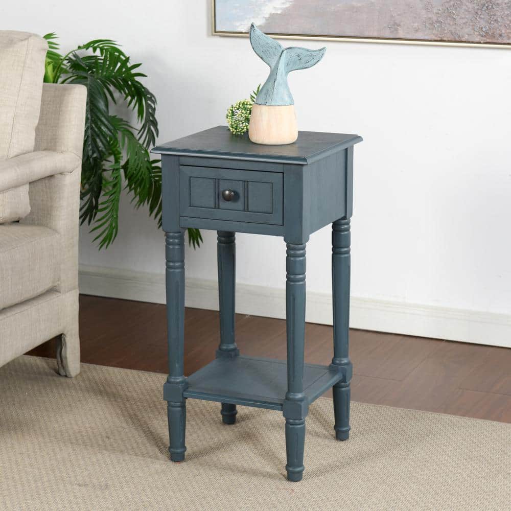 StyleCraft Hampton 14 in. Antique Navy MDF Square End Table AF102944DS ...