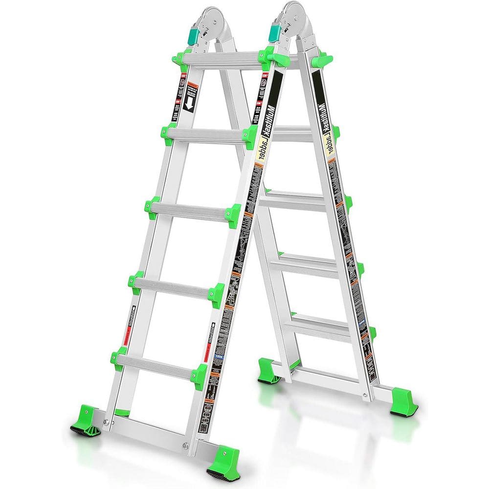 KIWDZFU 17ft Multi-Position Aluminum Ladder with Anti-Slip, 330lbs ...