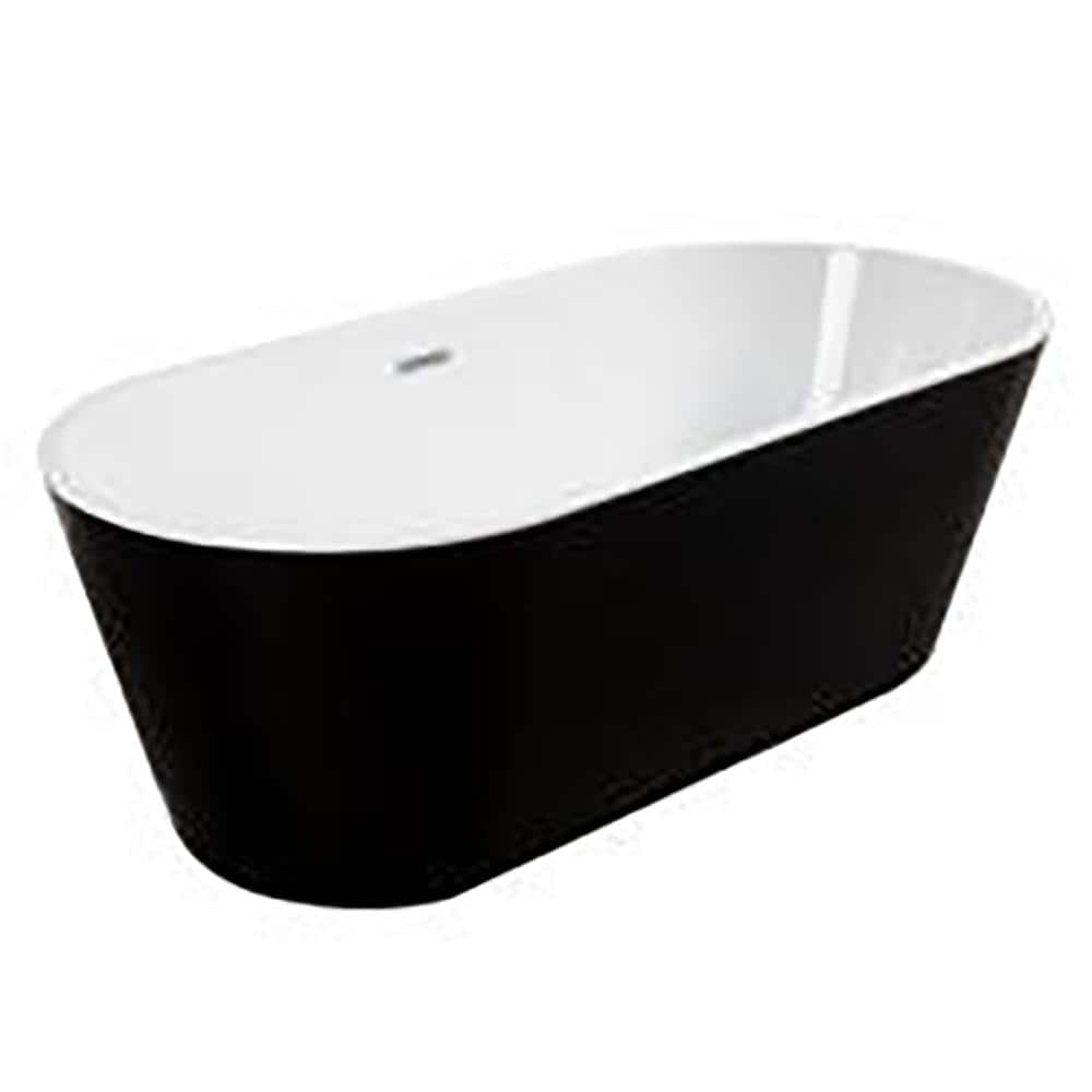 grossag 67 in. x 31.1 in. Soaking Bathtub with Freestanding Flatbottom ...