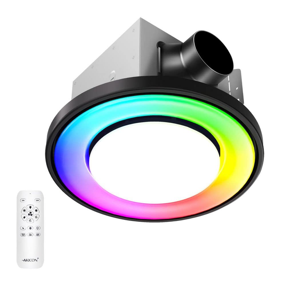 Akicon RGB4 Decorative Black 110 CFM 1.5 Sone Ceiling Bathroom Exhaust ...