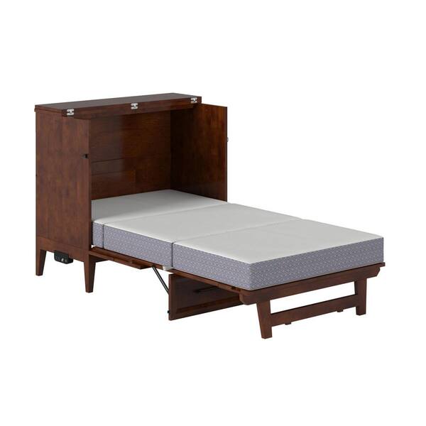 AFI Santa Fe Walnut Brown Solid Wood Frame Twin Murphy Bed Chest with ...