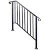 HOMEIBRO 66 in. H x 47 in. W Black Steel Stair Railing Kit SF-L-FS-224 ...