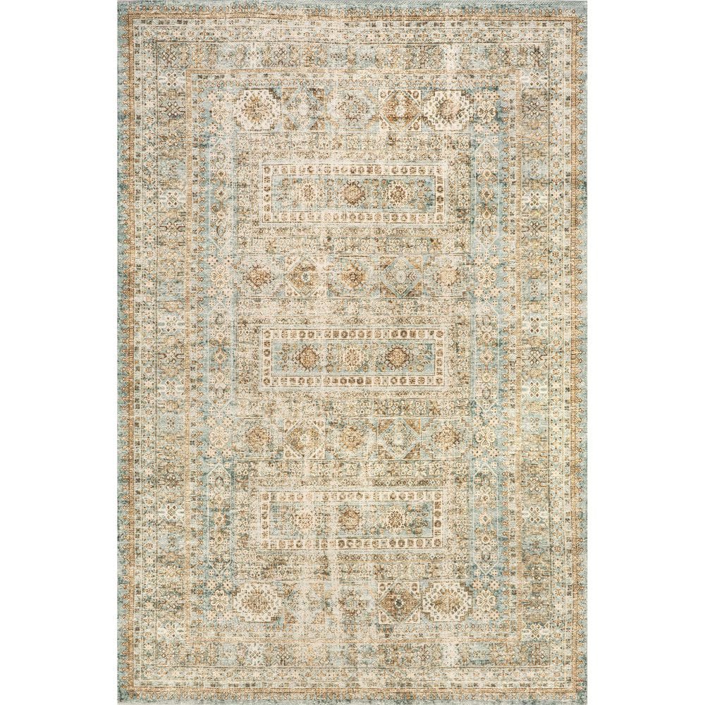 RUGS USA Tilicho Distressed Wool Area Rug Light Green 4 ft. x 6 ft ...
