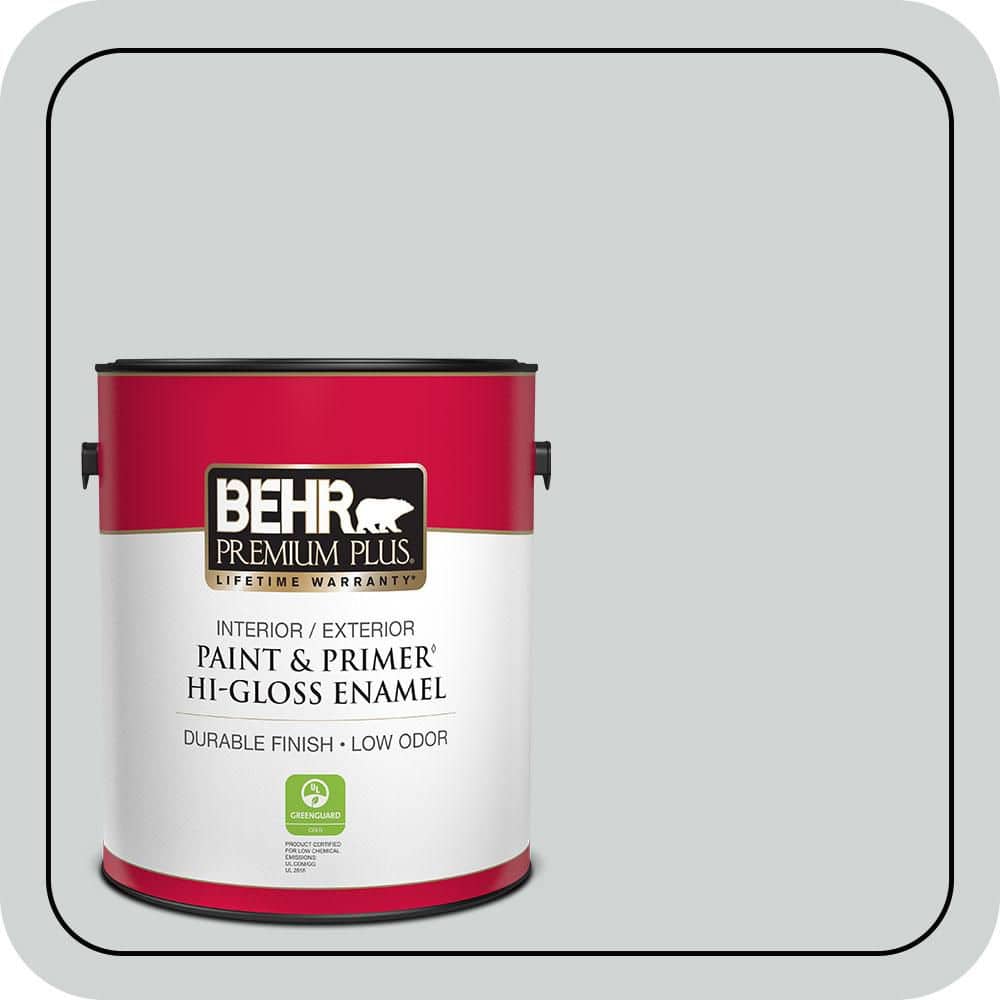 BEHR PREMIUM PLUS 1 gal. #N450-1 Evaporation Hi-Gloss Enamel Interior ...