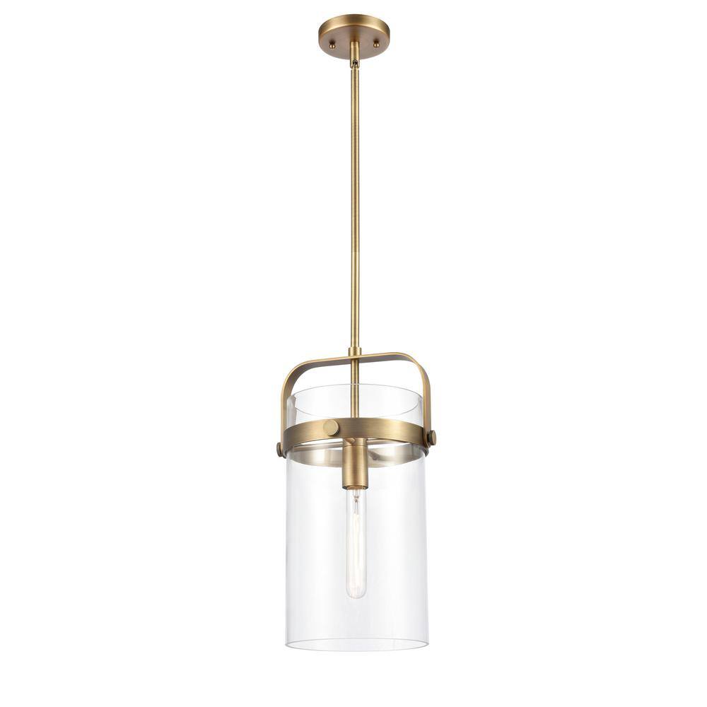 Innovations Pilaster 100-Watt 1 Light Brushed Brass Shaded Pendant ...