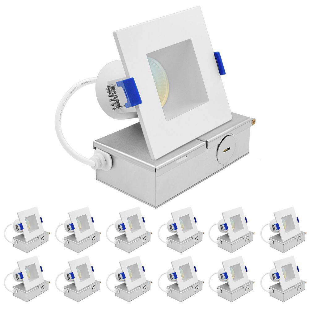 LUXRITE 3 in.Square Integrated LED Recessed Light J-Box 8W 5CCT ...