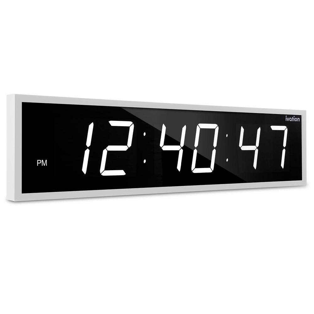 Ivation 36 In White Large Digital Wall Clock LED Digital Clock With