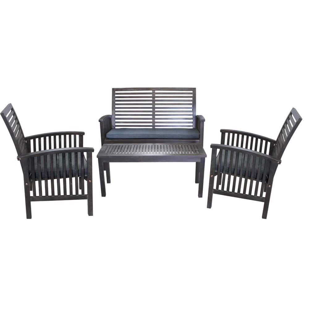 Leigh Country Sequoia Grey 4 pc Wood Patio Conversation Set with Grey ...