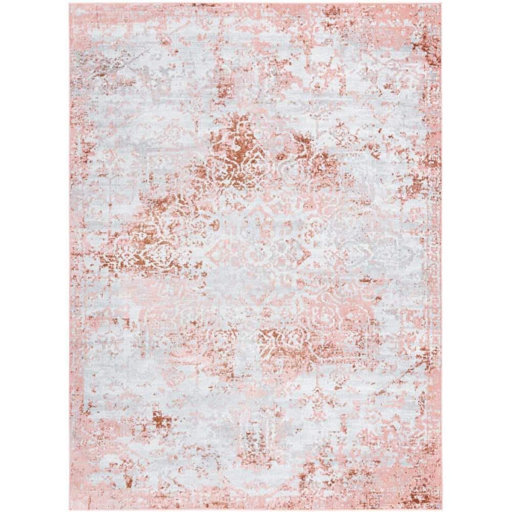 Unique Loom Kamala Washable Vintage Rose Pink 9 ft. x 12 ft. Area Rug ...