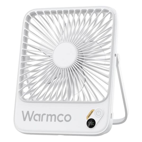 5 in. 4-Speeds Personal Fanin White, 10000mAh, Ultra-thin Digital ...