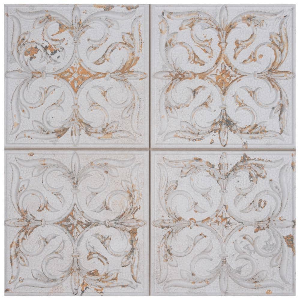 Reviews for Merola Tile Antigua Lis White 13 in. x 13 in. Porcelain ...