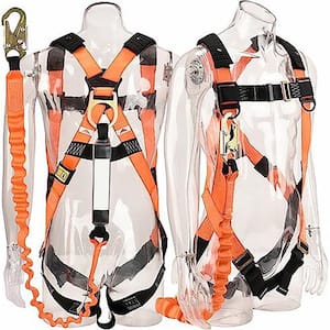 KIWDZFU Full Body Safety Harness Kit with Shock Absorbing Lanyard for ...