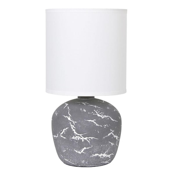 Simple Designs 12.4 Marble-Inspired Concrete Table Lamp, Gray Base with ...