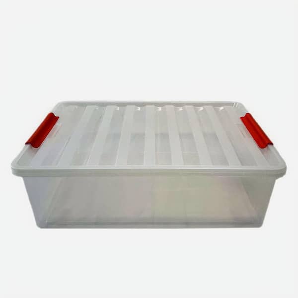 Reviews for 42 qt. Latching Plastic Storage Tote Container and Lid in ...